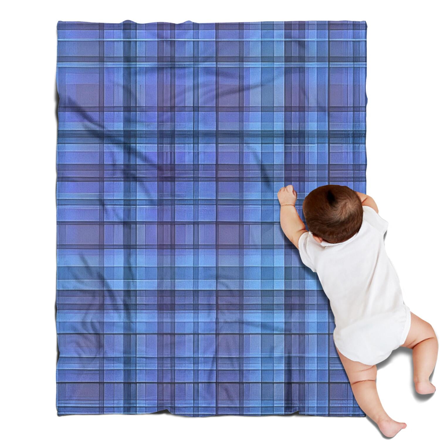 Blue Checkerboard Checkered Pattern Blanket,Comfortable Soft Lamb Wool ...