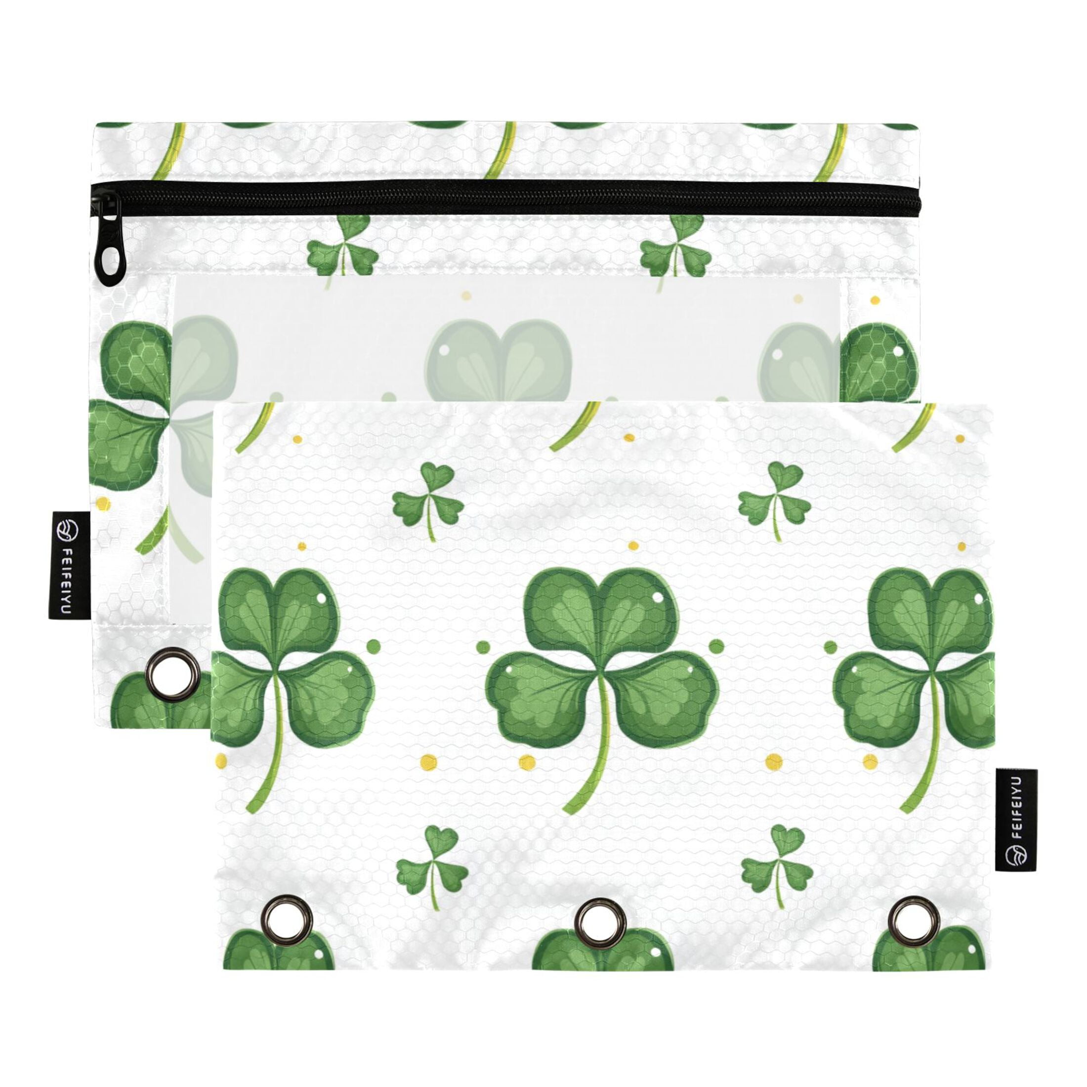 Blue Checkerboard Pixel Art Binder Pouches Zipper Pocket Document ...