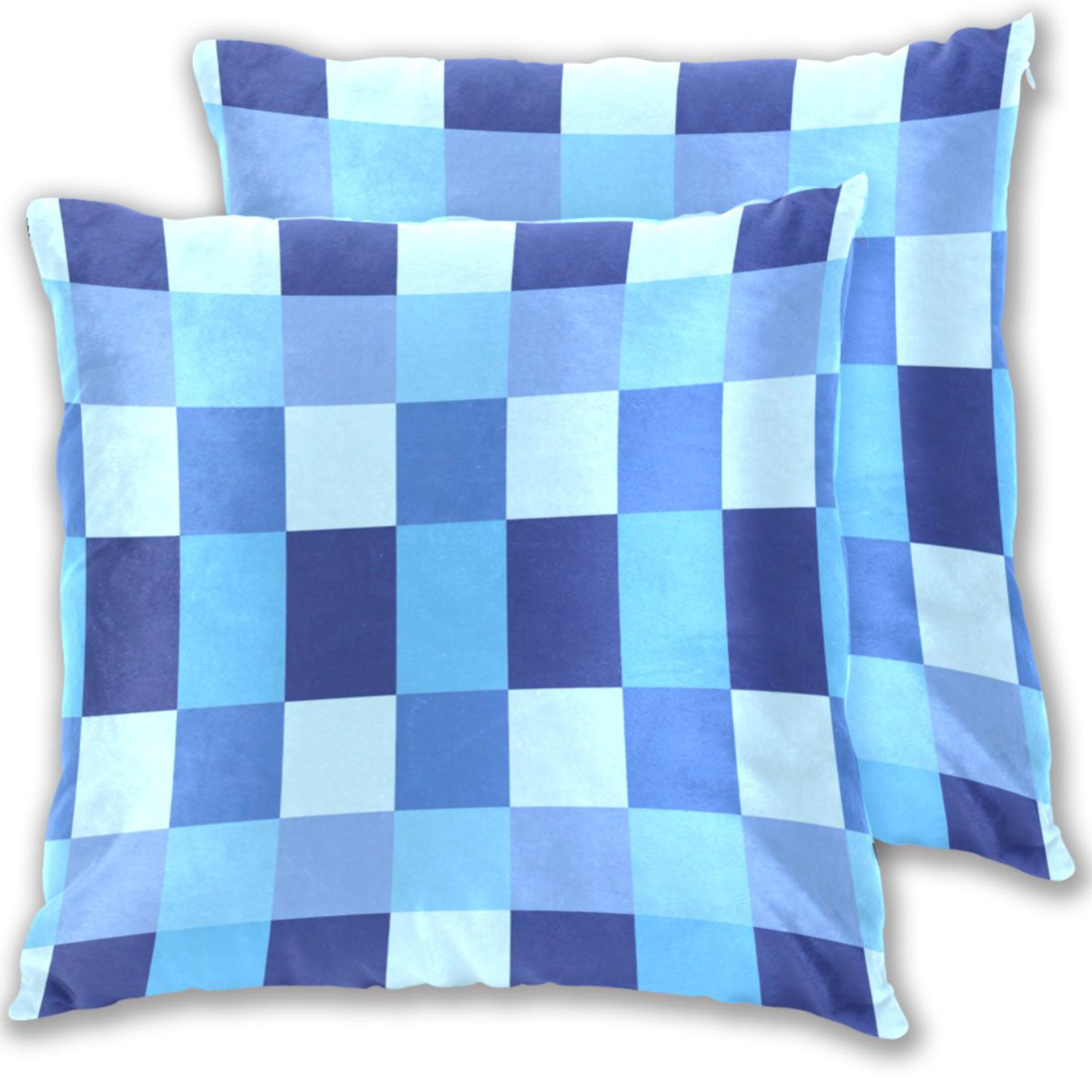 Blue Checkerboard Pixel Art Throw Pillow Covers Pillowcases 20 x 20 Inch Home Decor 2 Packs for ...