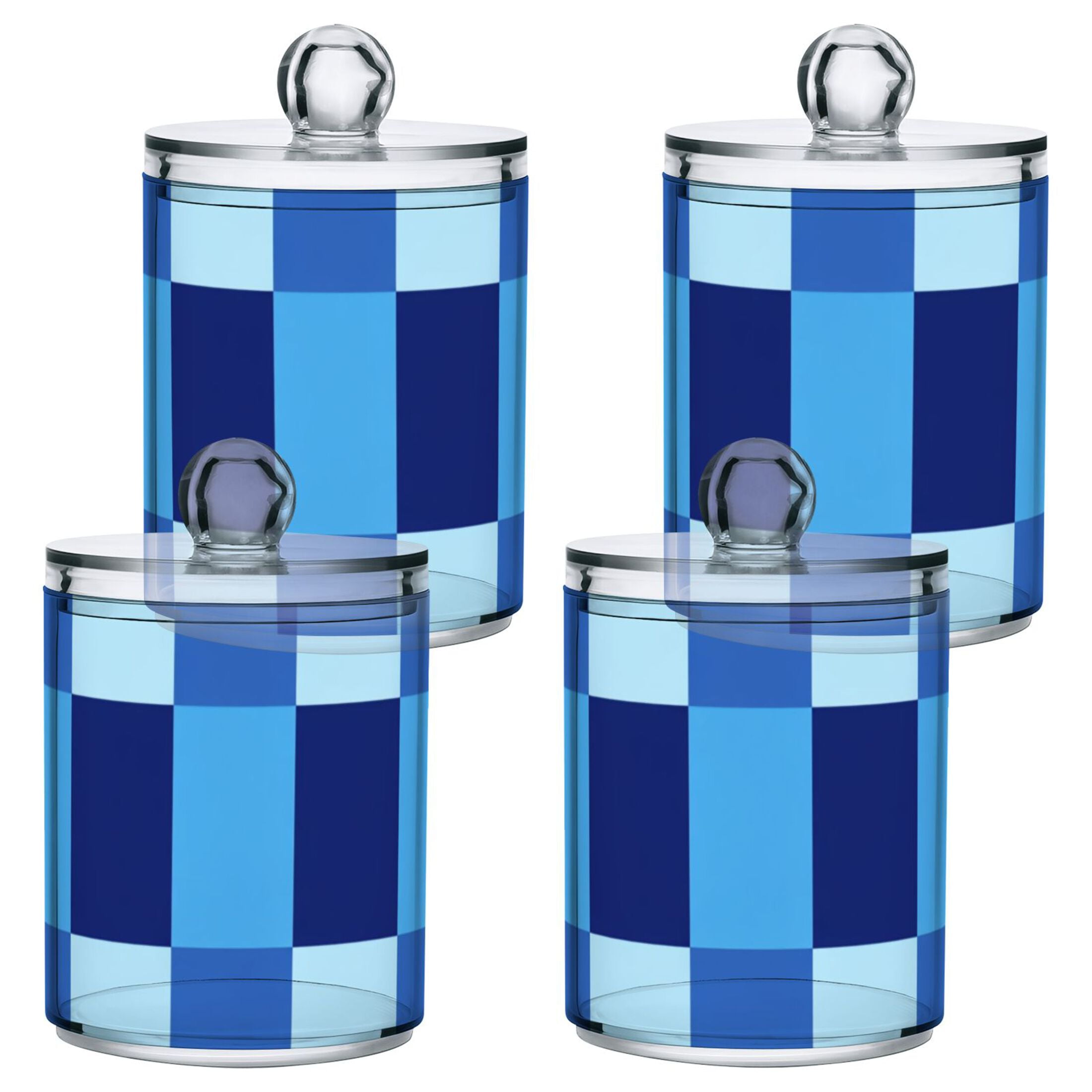 Blue Checkerboard Pixel Art Translucent Plastic Cans Storage Canisters ...