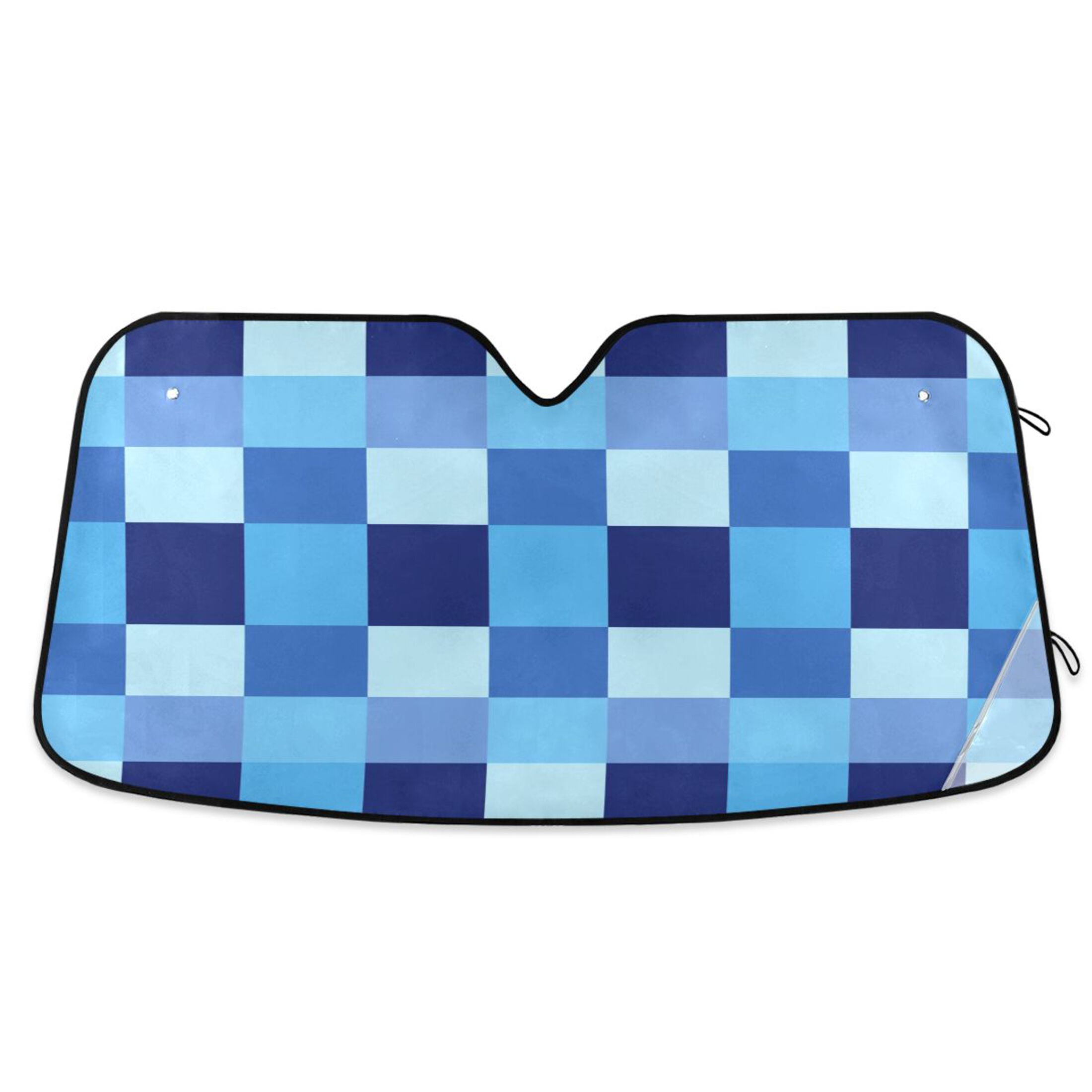 Blue Checkerboard Pixel Art Windshield Sun Shade Automobile Visor ...