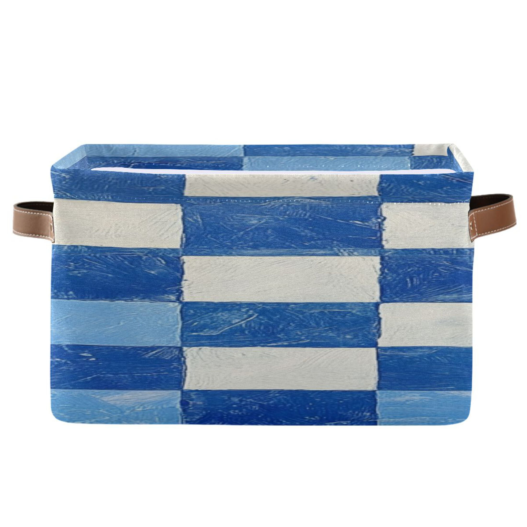Blue Checkerboard Square Storage Bins with Handles Collapsible ...