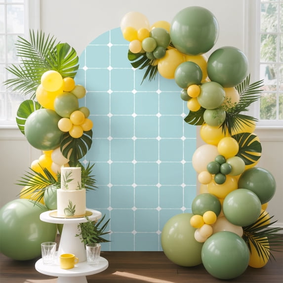 Blue Checkered Arch Backdrop Cover 5 FT, Modern Minimalist Geometric ...