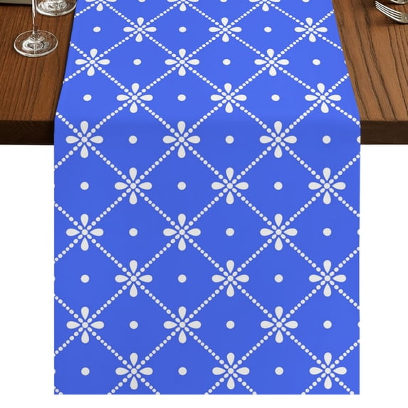 Blue Checkered Burlap Cotton Table Runner 18x72 Inches Long, Farmhouse ...