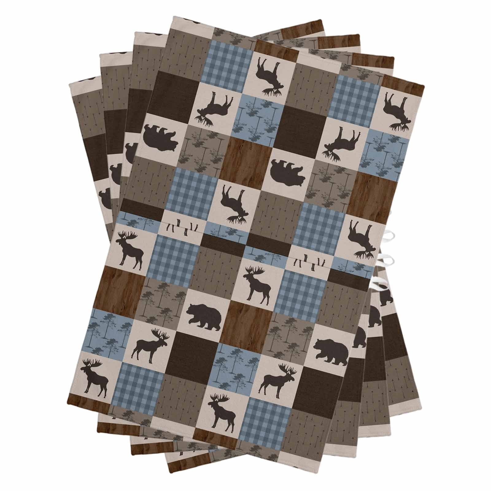 Blue Checkered Cabin Kitchen Towels Set of 4, Water Absorbent Dish ...