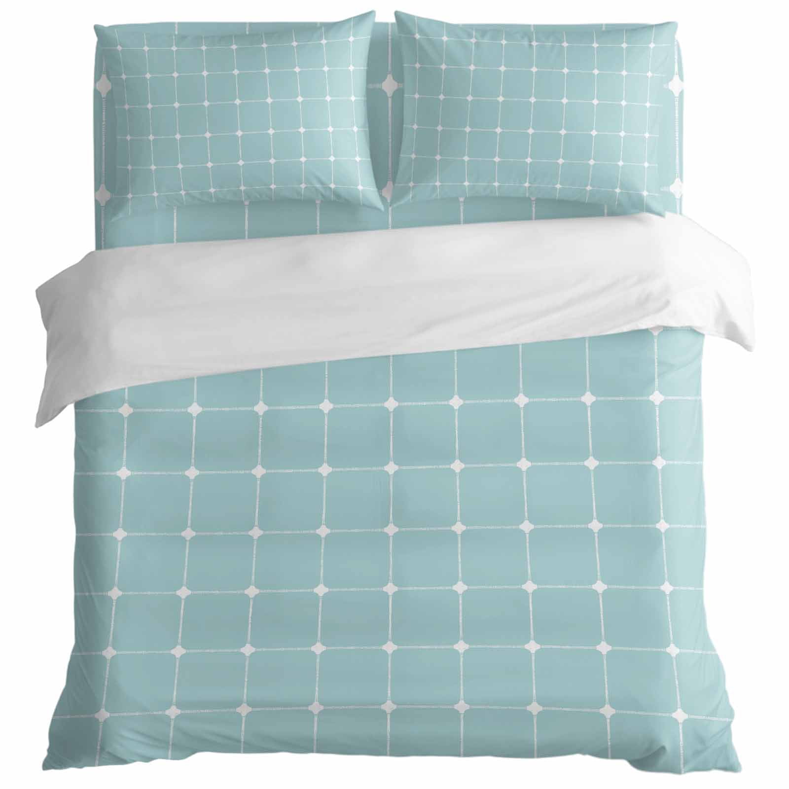 Blue Checkered Duvet Cover Set Twin Size, Modern Minimalist Geometric ...
