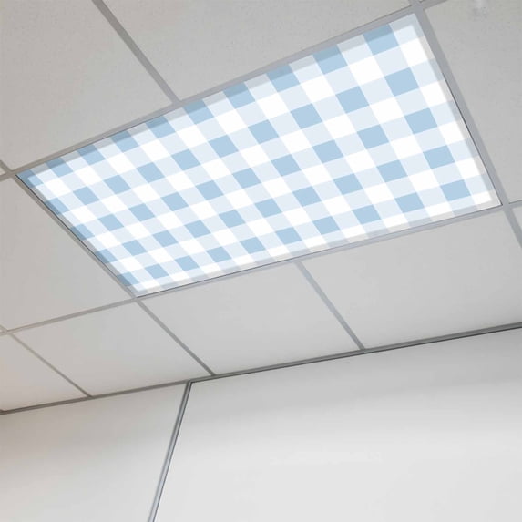 Blue Checkered Fluorescent Light Covers, Blue White Buffalo Plaid ...