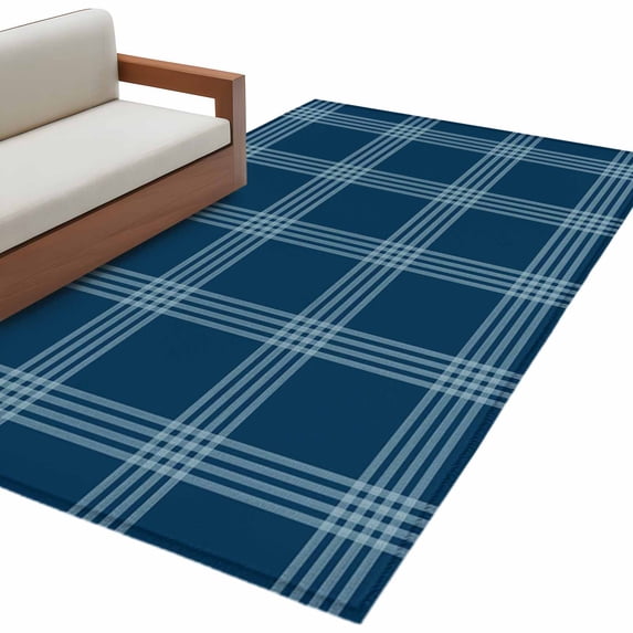 Blue Checkered Kitchen Runner Rug 2.7x5 Washable Runners for Hallway ...