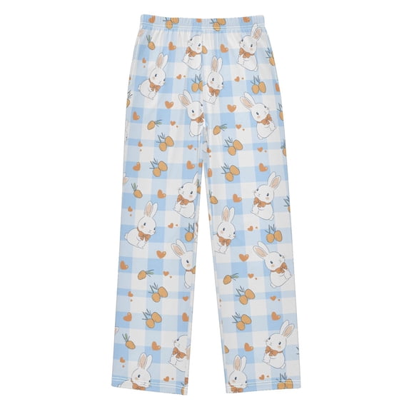Blue Checkered Rabbit Pajama Pants Soft and Lightweight Elastic ...