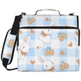 Blue Checkered Rabbit Pattern 3 Ring Binder Bag Zipper Binder Organizer ...
