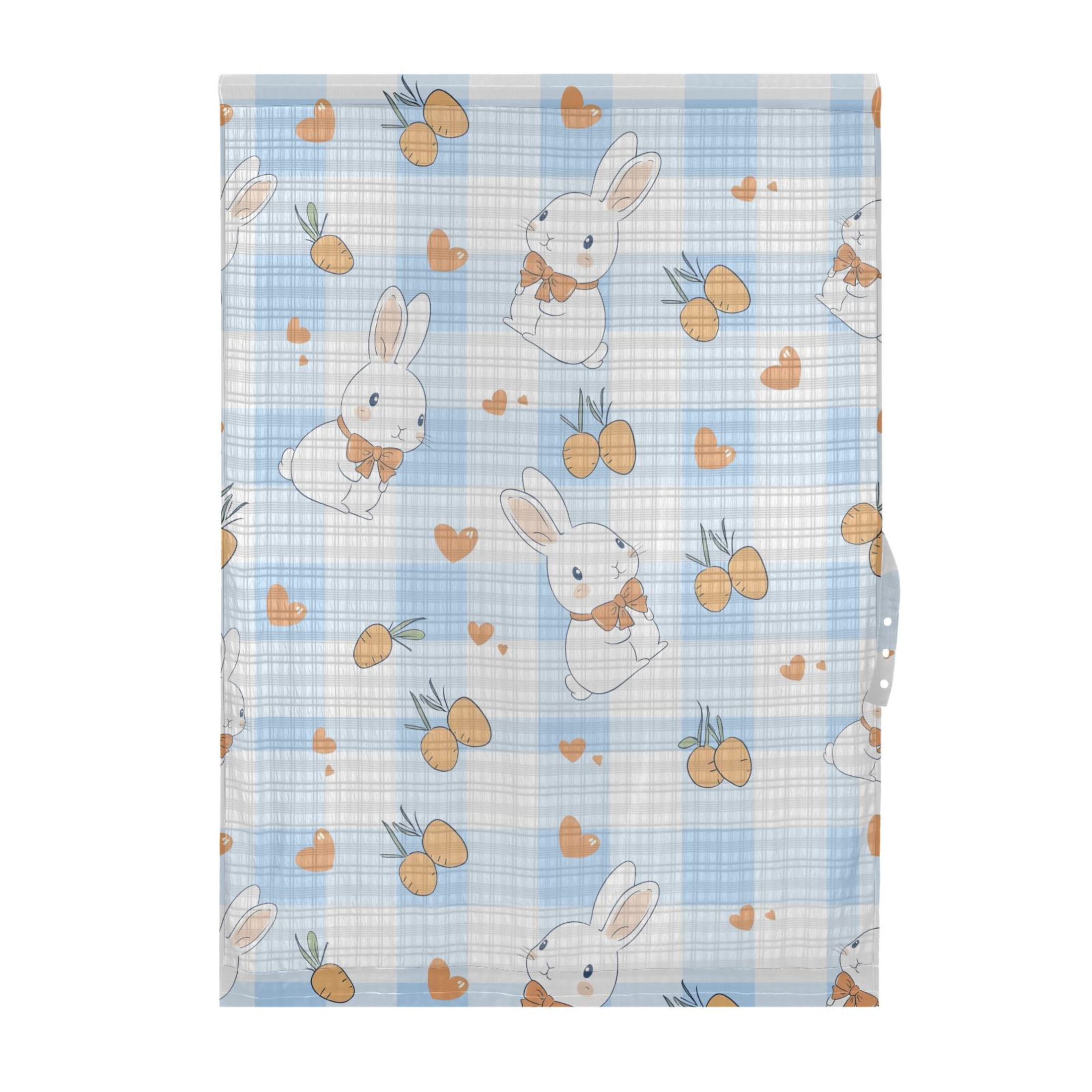 Blue Checkered Rabbit Pattern Door Curtain Sheer Privacy Light ...