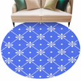 Blue Checkered Round Rug 8ft Washable Circle Rugs Non Slip Farmhouse ...