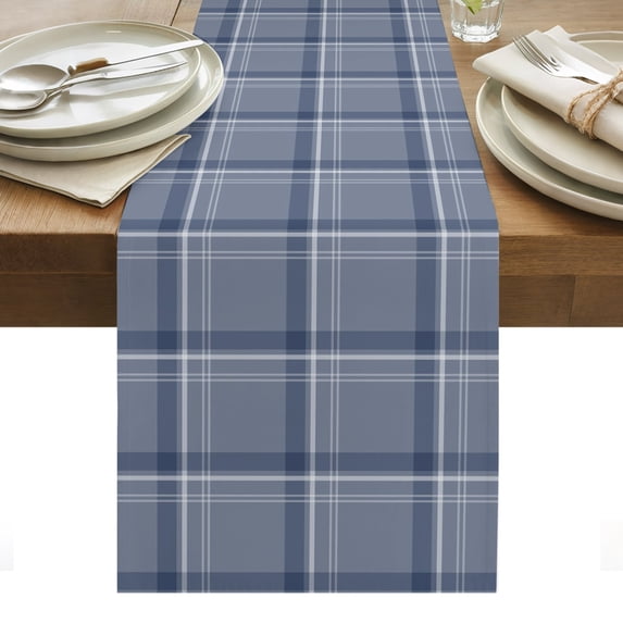 Blue Checkered Table Runner Stripes Blue Dark Buffalo Plaid ...