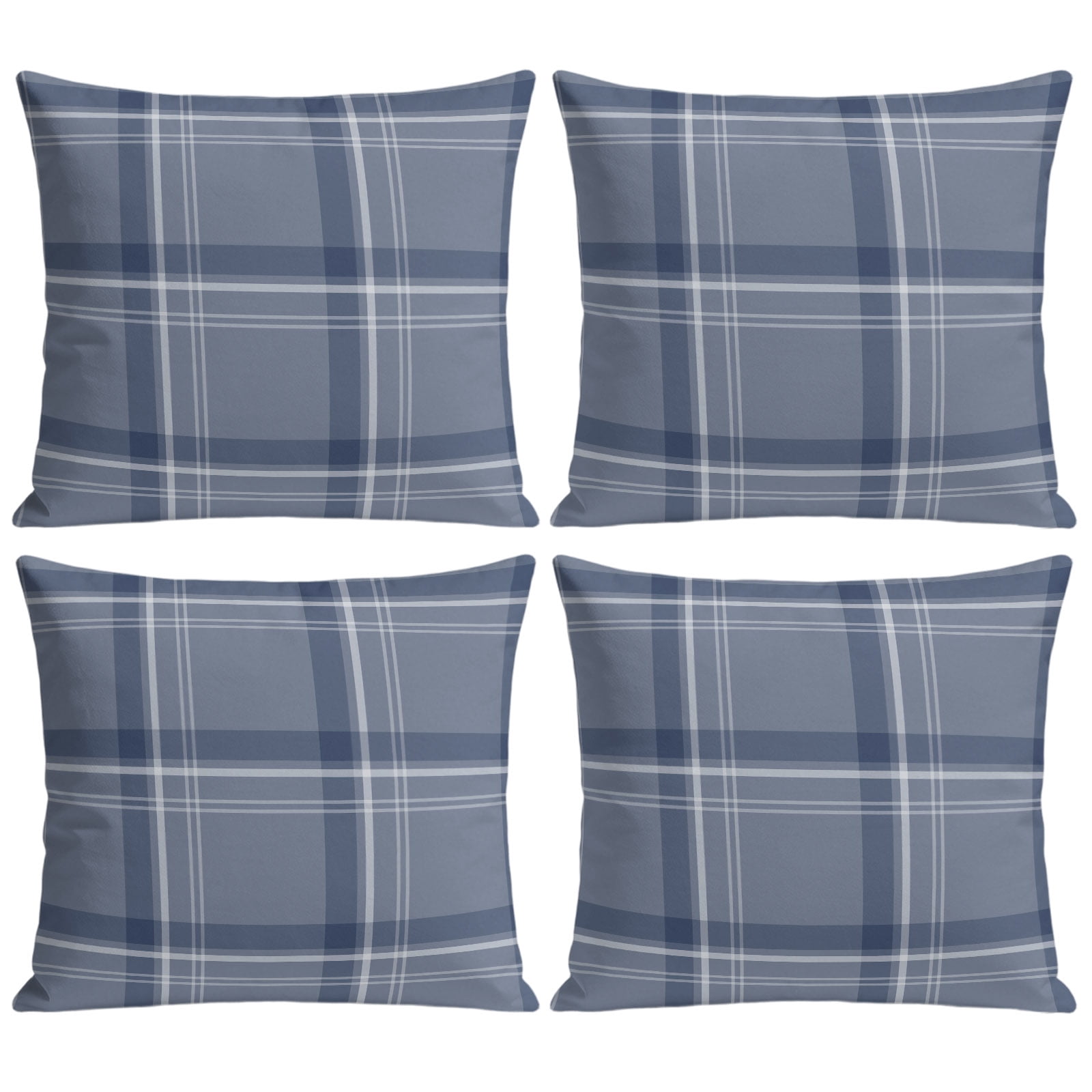 Blue Checkered Throw Pillow Covers 18 x 18 Inch Pillow Covers Set of 4 ...