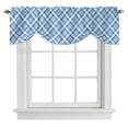 Blue Checkered Tie Up Valance Curtains Modern Minimalist Watercolor ...