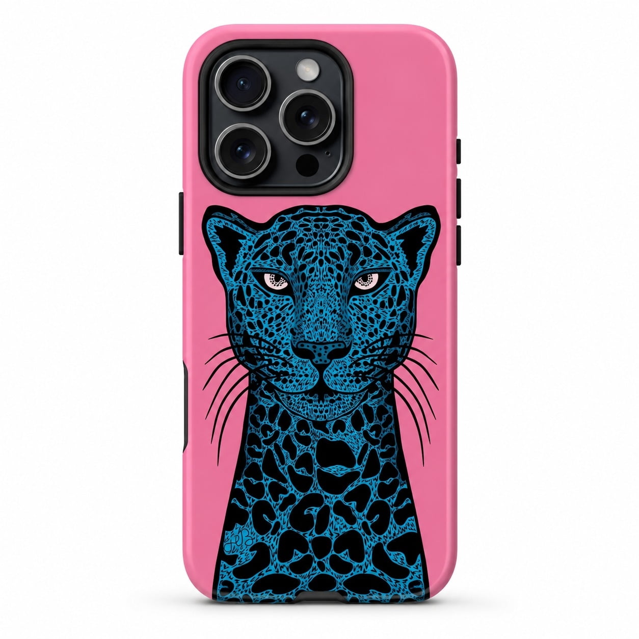 Blue Cheetah Leopard Tough Phone Case for iPhone 17 16 15 14 13 12 11 ...