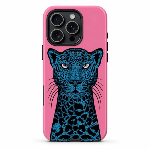 Blue Cheetah Leopard Tough Phone Case for iPhone 17 16 15 14 13 12 11 ...