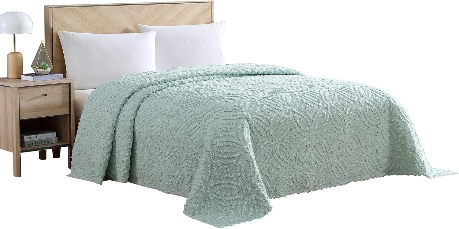 Blue Chenille Bedspread with Wedding Ring Design, Full Size - Walmart.com