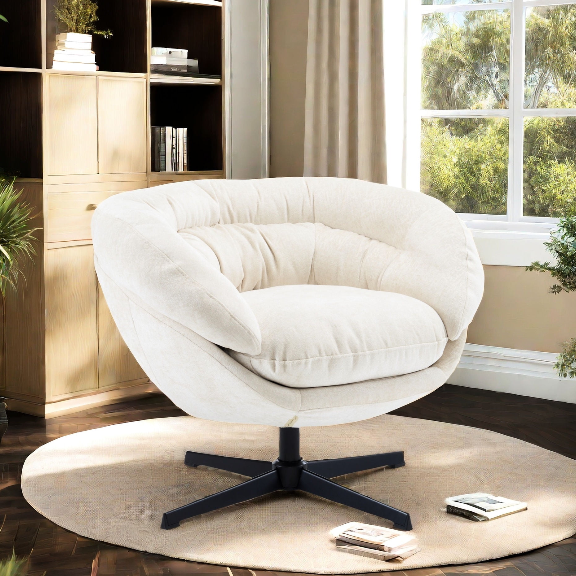 Blue Chenille & Comfort Padding | 360° Swivel for Reading | Study Room ...
