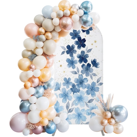 Blue Cherry Blossom Arch Backdrop Cover 6.6 FT, Watercolor Floral ...