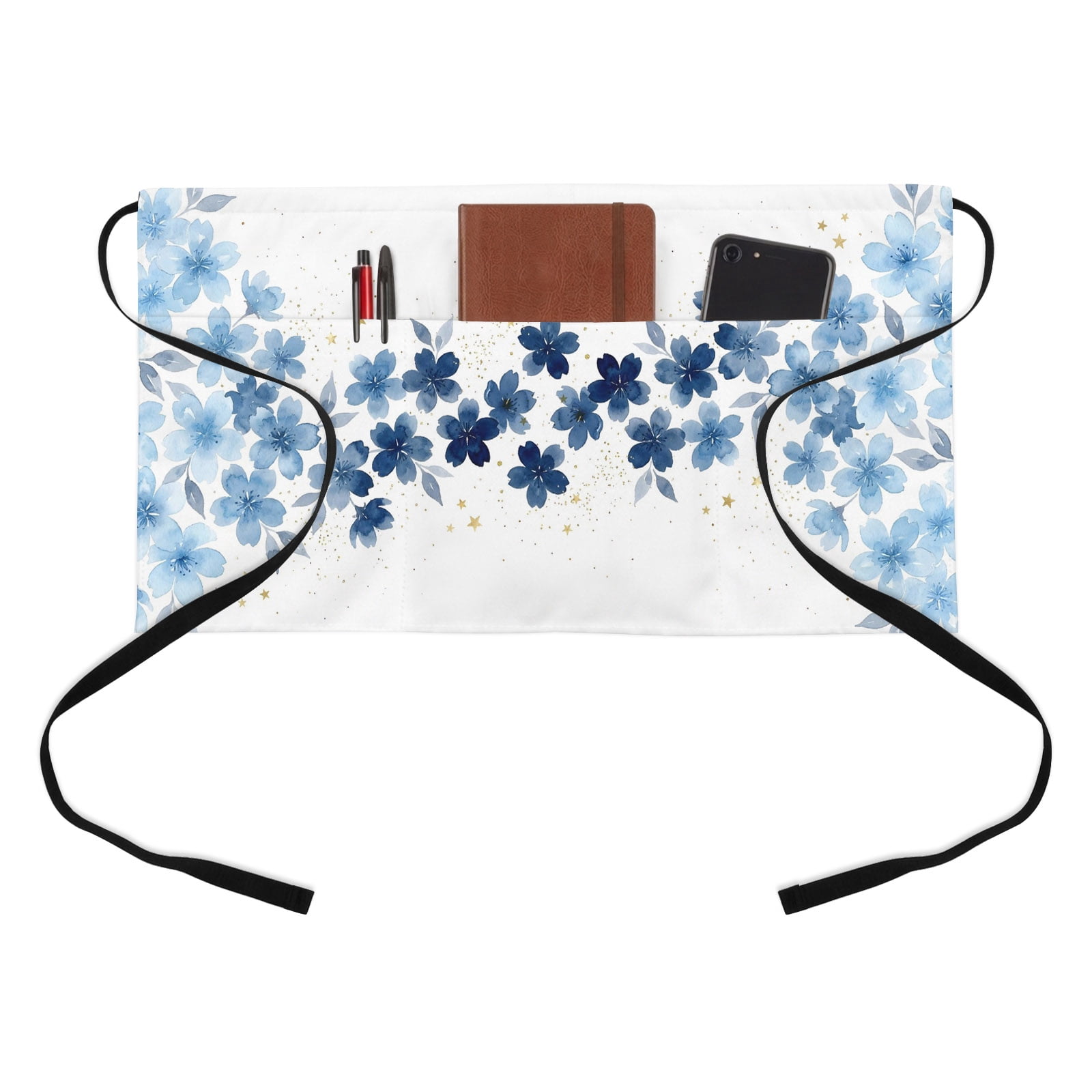 Blue Cherry Blossom Kitchen Restaurant Half Waist Apron, Watercolor ...