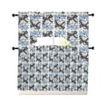Blue Cherry Kitchen Curtains Set for Windows 3 Piece Cafe Curtains 24 ...