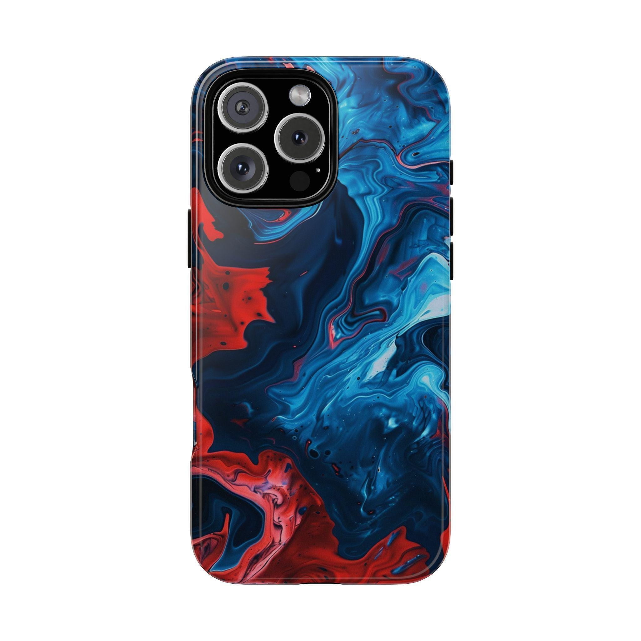 Blue Cherry Red Hydro Dip Vivid Liquid Pattern Phone Case 17 16 15 14 ...