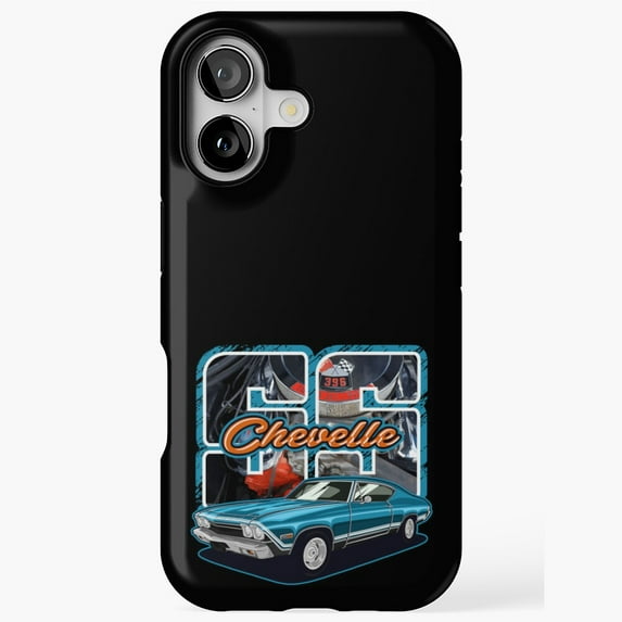 Blue Chevelle SS Retro Muscle Car Street Illustration with iPhone 17 to ...