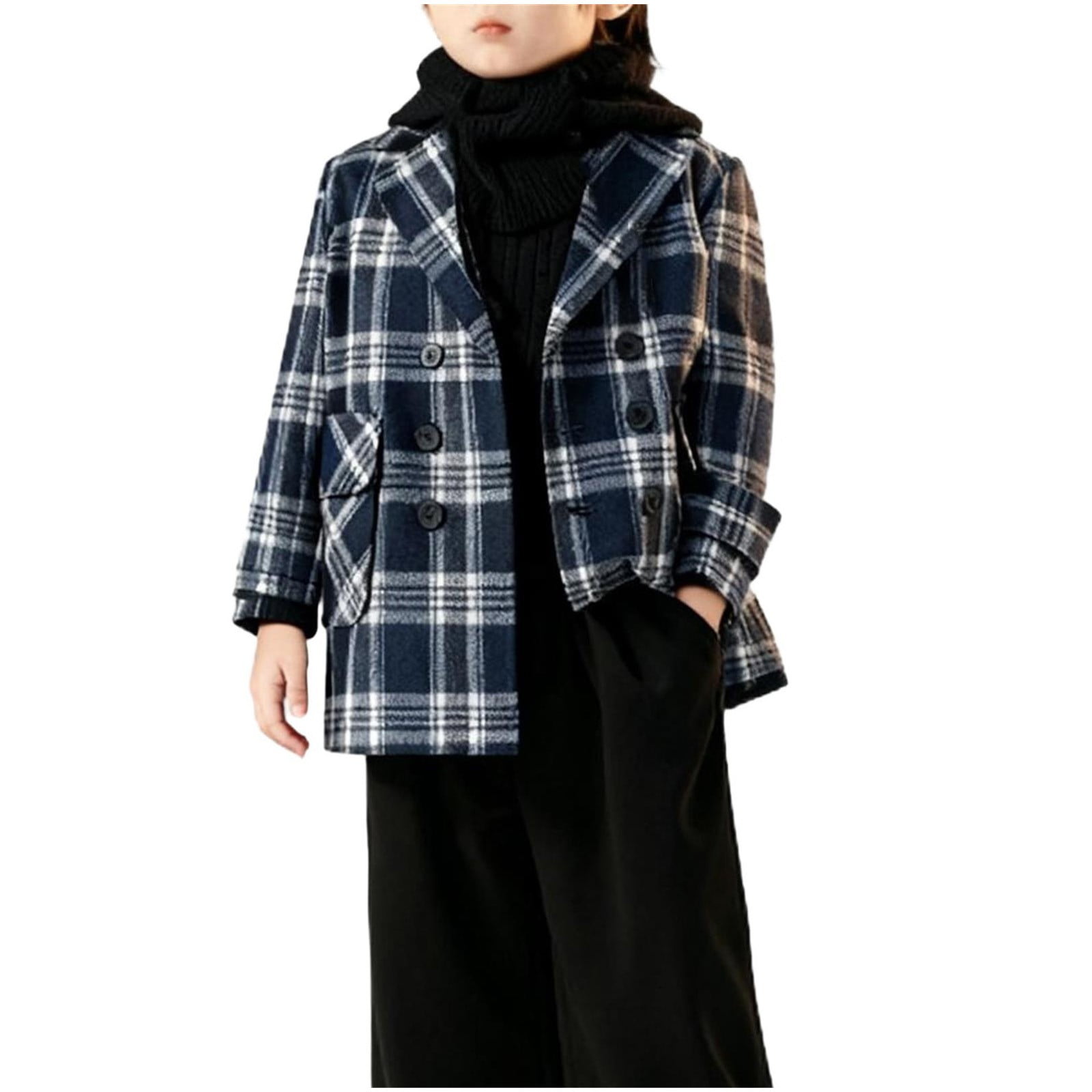 Blue Children Boy Girl Casual Button Long Sleeve Jacket Shacket Trench ...