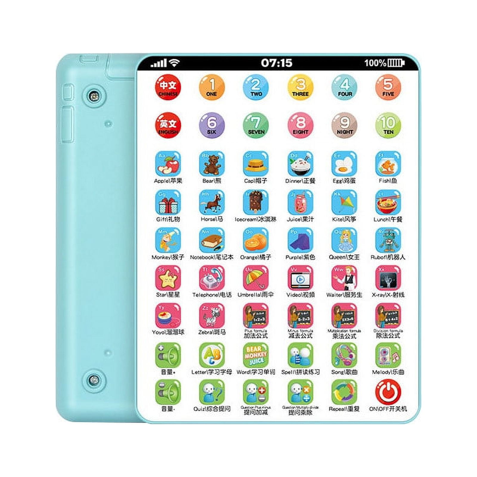 Blue Children'S Tablet Reading Education Learning Toy With Bilingual ...