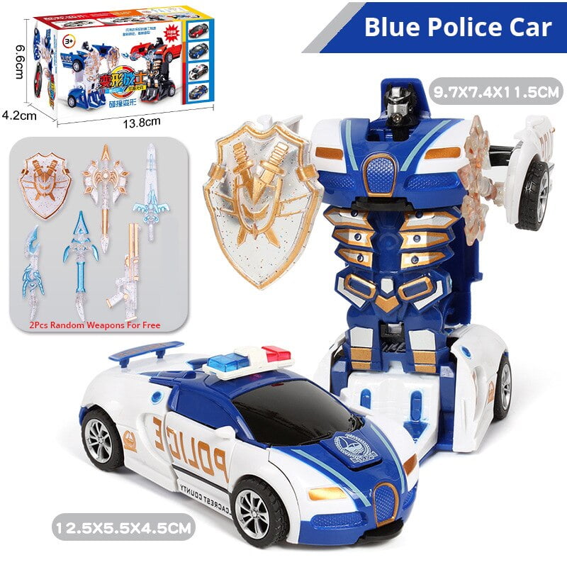 Blue Children's Collision Deformation Police Car Toy Boy Inertia Impact ...