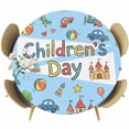 Blue Children's Day Round Tablecloth 36-44 Inch Round Fitted Table ...