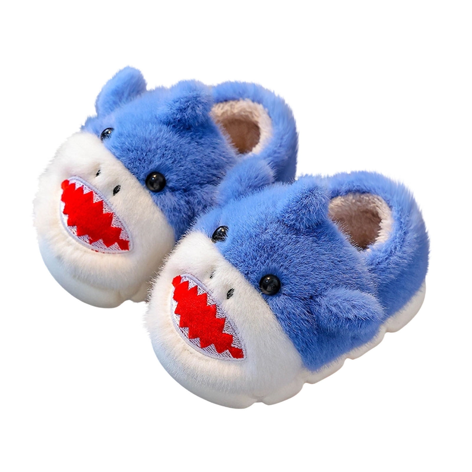 Blue Childrens Cozy Slippers With Heel Enclosure Shark Themed Thick ...