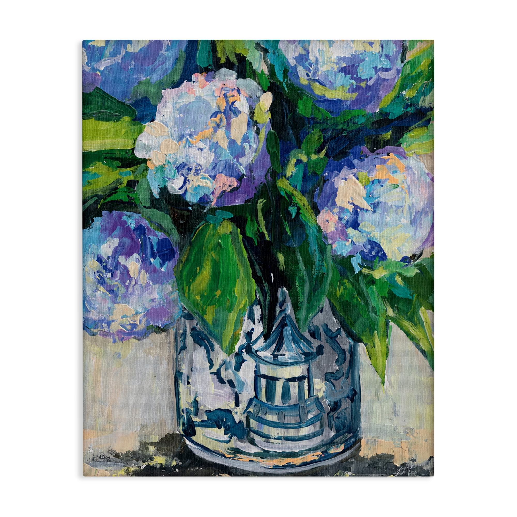 Stupell Industries Blue China Hydrangeas Canvas Wall Art, design by ...