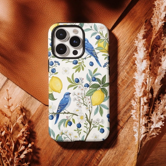 Blue Chinoiserie Bird Phone Case Vintage Wildflower Art for iPhone 17 ...