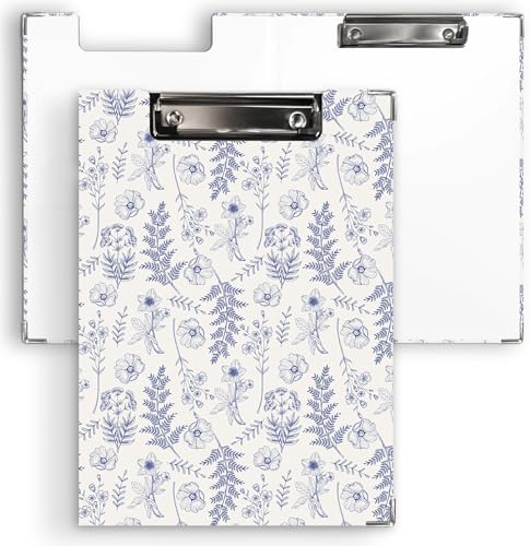 Blue Chinoiserie Floral Clipboard Padfolio with Storage Pocket, Vintage ...