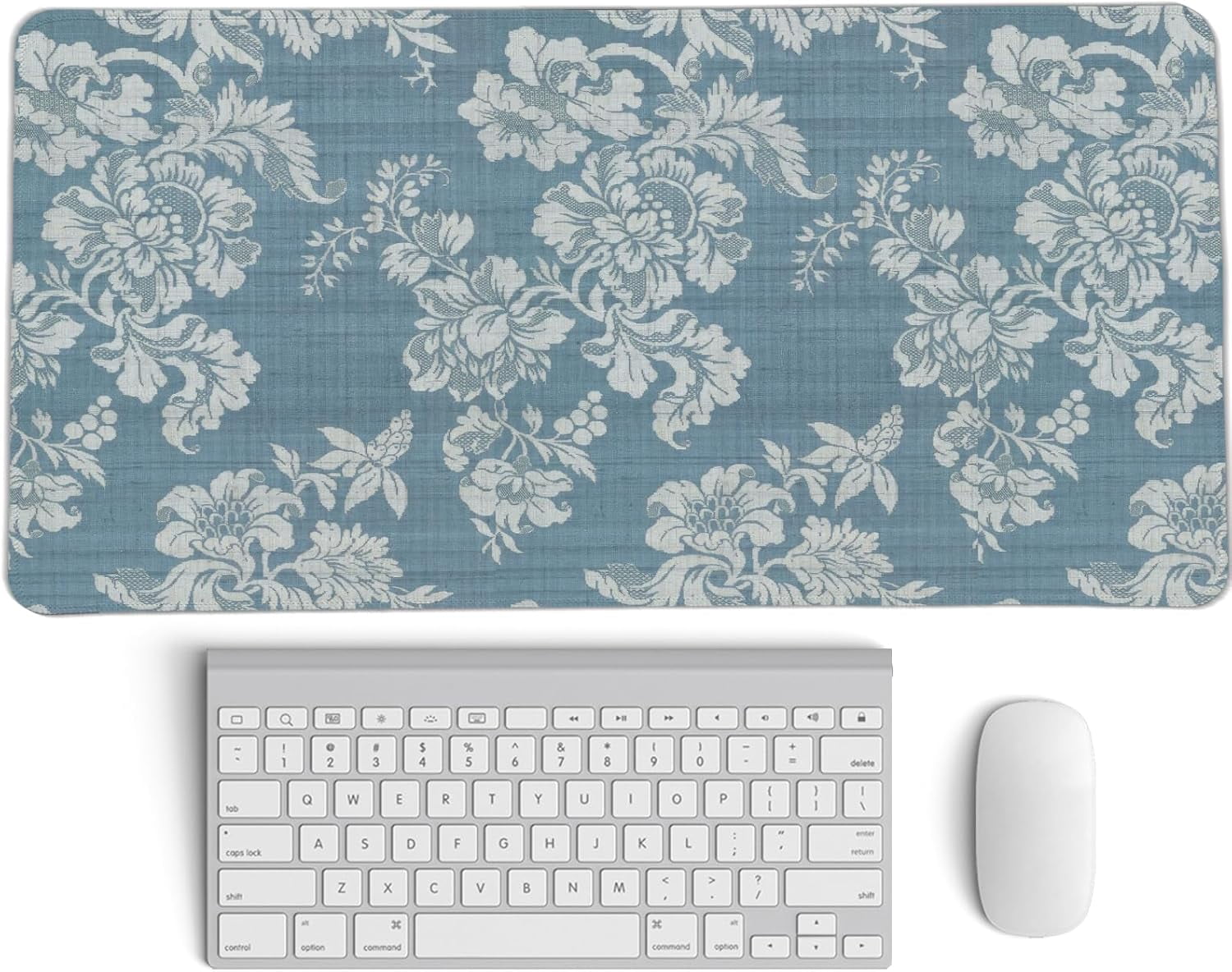 Blue Chinoiserie Mouse Pad,Vintage Blue and White Floral Desk Mat,Big ...