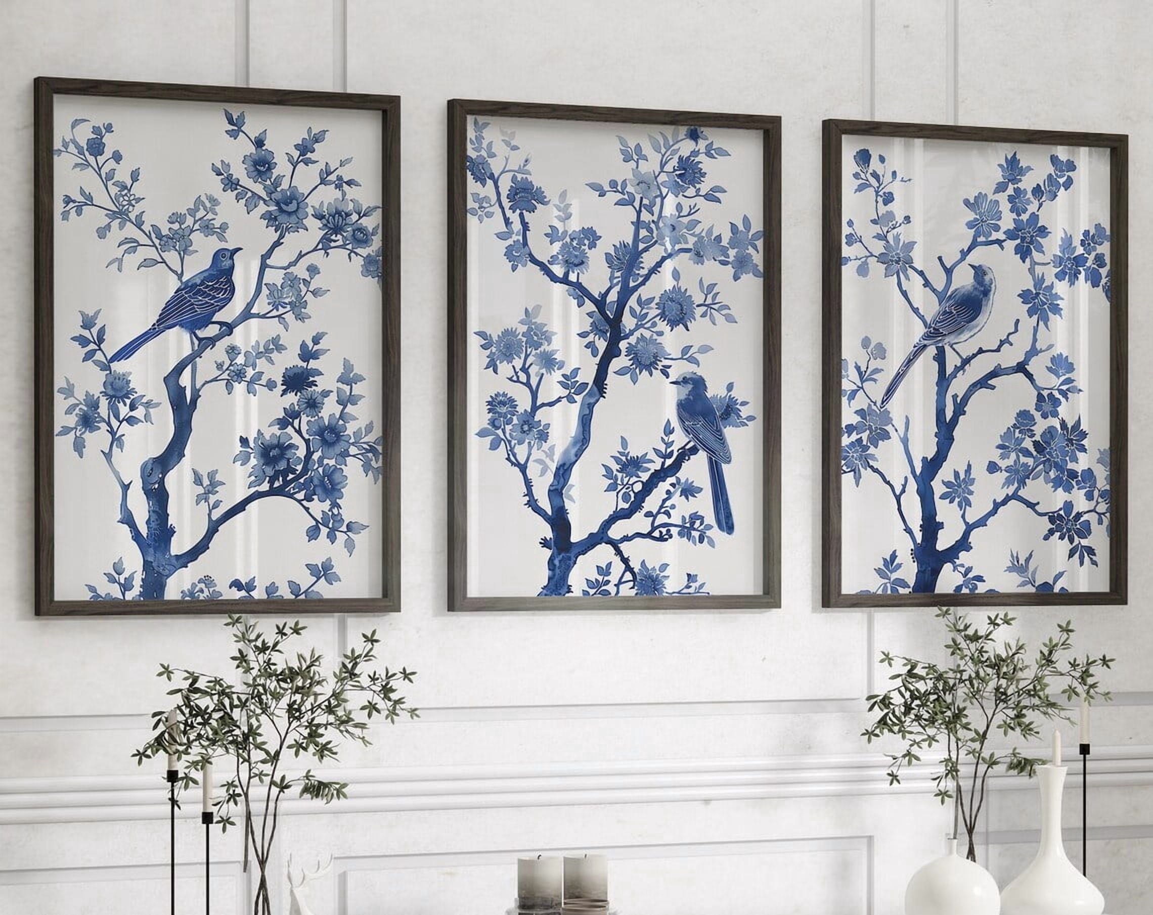 Blue Chinoiserie Prints Chinoiserie Vintage Blue Floral And Bird ...