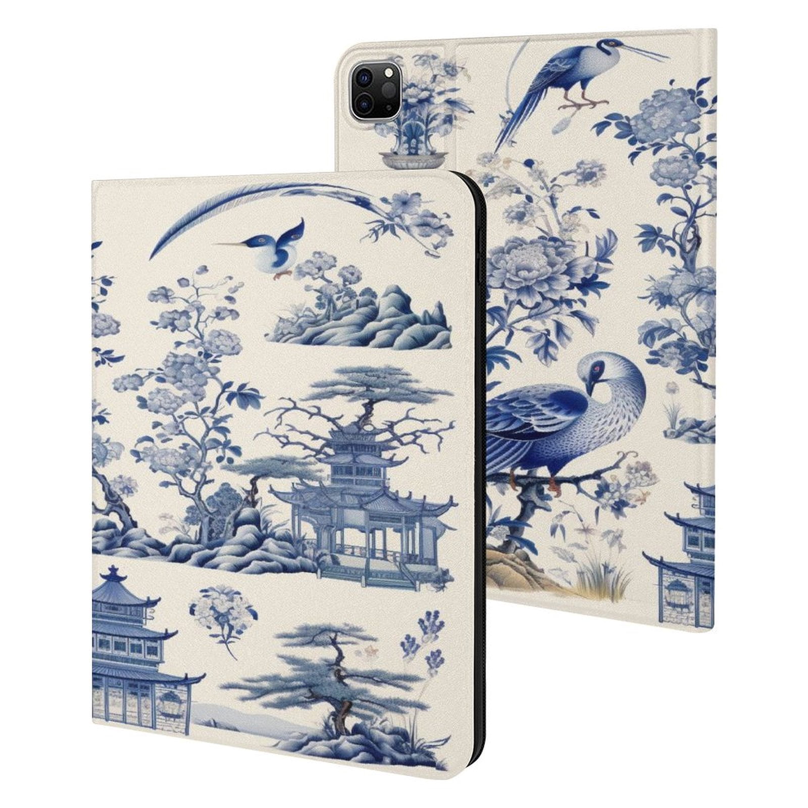 Blue Chinoiserie Toile Beautiful Bird Cover for iPad Air(9.7/10.5/10 ...