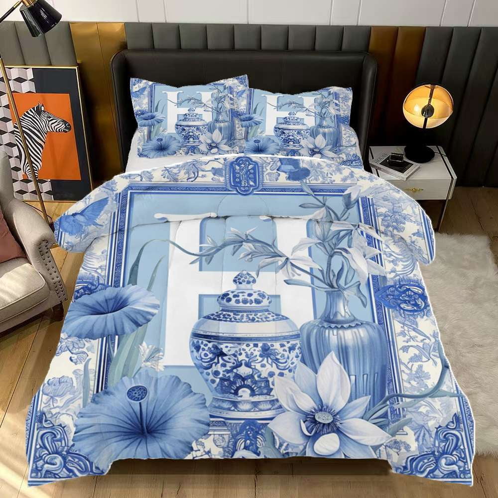 Blue Chinoiserie Toile Blue Chinoiserie Toile Comforter Set Queen Size ...