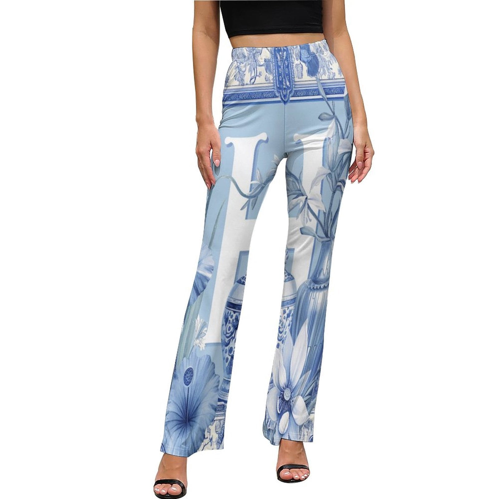 Blue Chinoiserie Toile Blue Chinoiserie Toile High Waisted Casual ...
