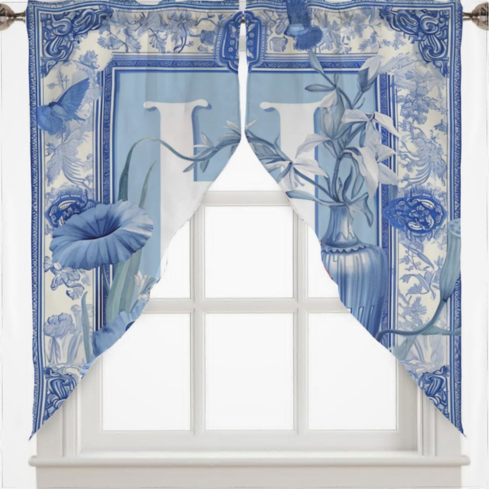 Blue Chinoiserie Toile Blue Chinoiserie Toile Swag Valances For Windows ...