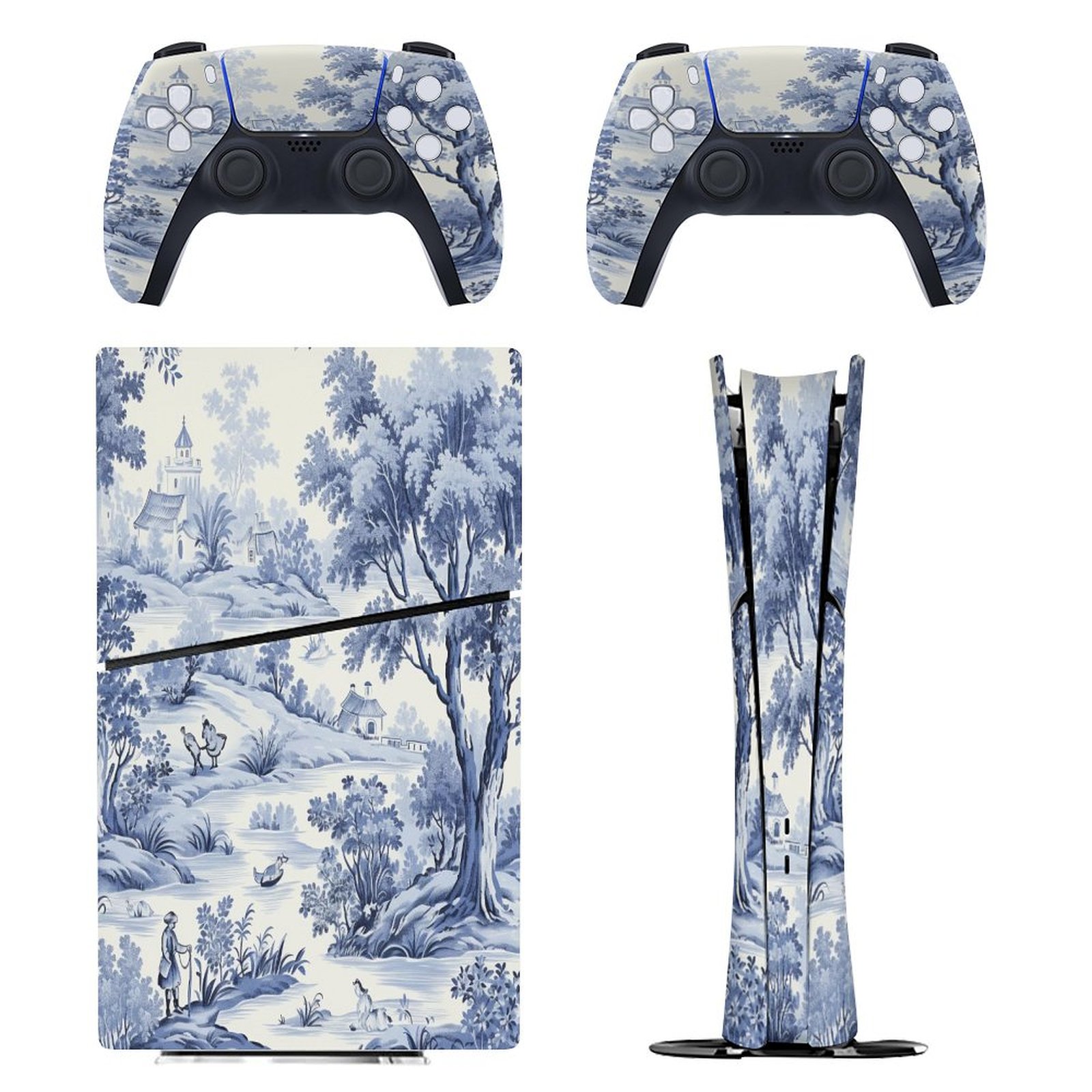 Blue Chinoiserie Toile Farming PS5/PS5 Slim Digital Disc Skin Sticker ...