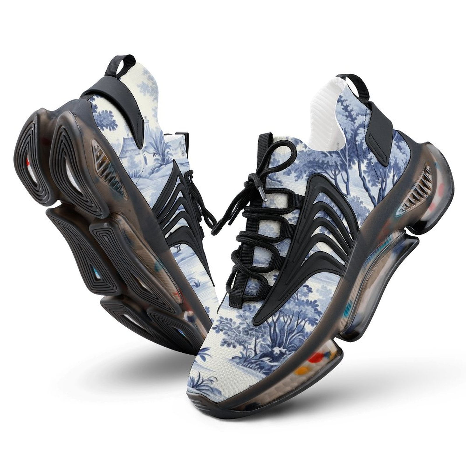 Blue Chinoiserie Toile Farming Walking Shoes for Men Woman Lightweight ...