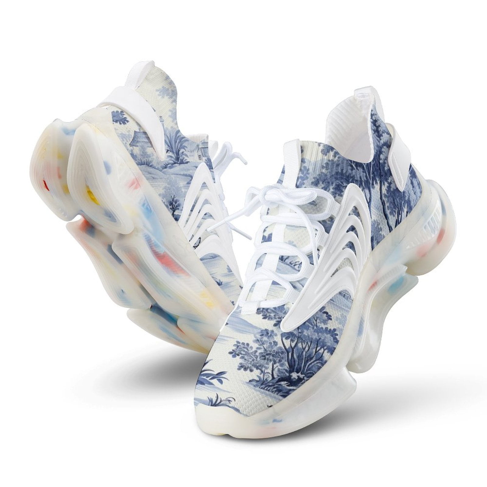 Blue Chinoiserie Toile Farming Walking Shoes for Men Woman Lightweight ...