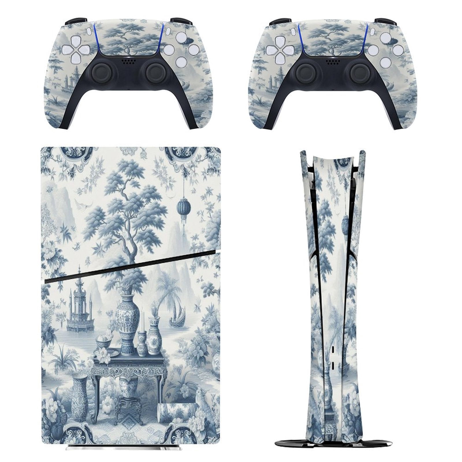 Blue Chinoiserie Toile Luxury Style PS5/PS5 Slim Digital Disc Skin ...