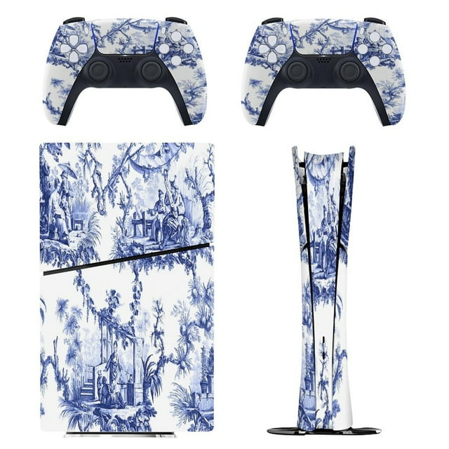 Blue Chinoiserie Toile PS5/PS5 Pro/PS5 Slim Digital Disc Skin Sticker ...