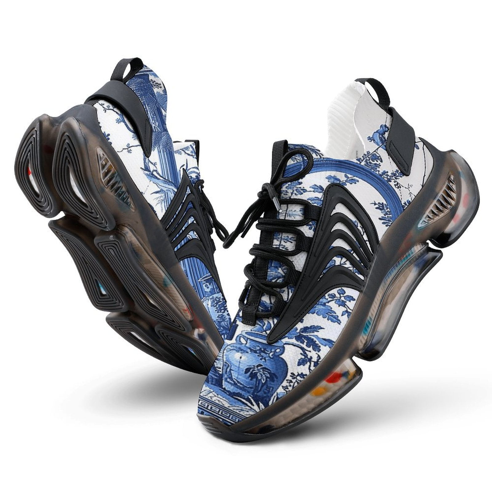 Blue Chinoiserie Toile Pattern Walking Shoes for Men Woman Lightweight ...