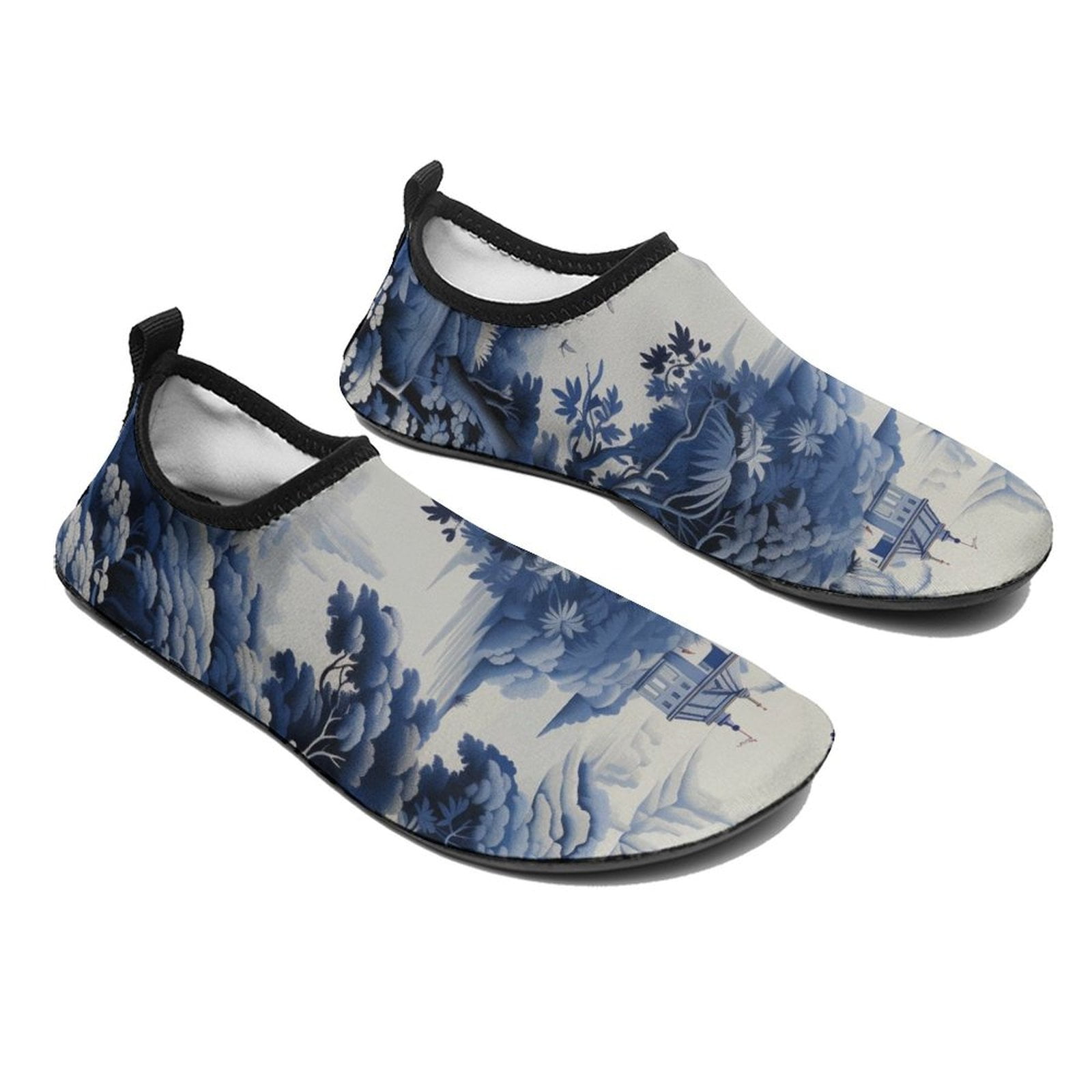 Blue Chinoiserie Toile River Water Shoes Beach Slip-on Shoes for Men ...