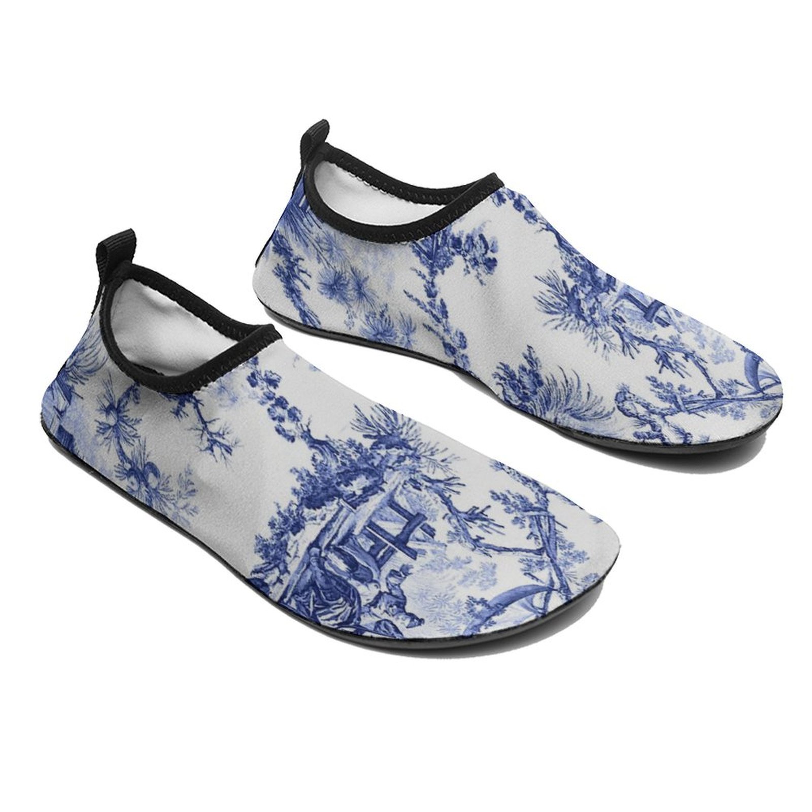 Blue Chinoiserie Toile Water Shoes Beach Slip-on Shoes for Men Women ...